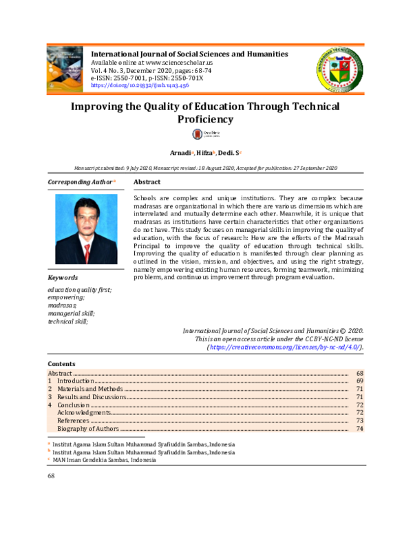 (PDF) Improving the Quality of Education Through Technical Proficiency