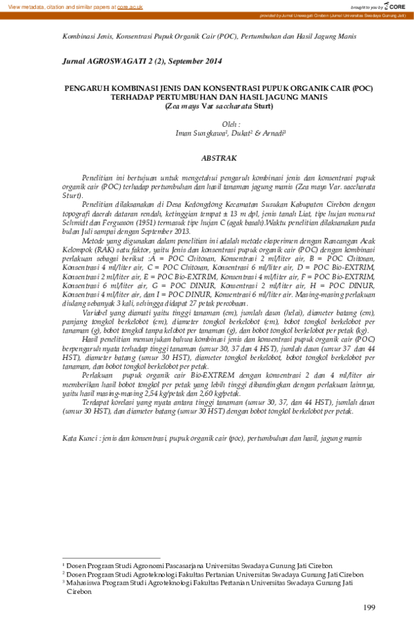 (PDF) PENGARUH KOMBINASI JENIS DAN KONSENTRASI PUPUK ORGANIK CAIR (POC ...