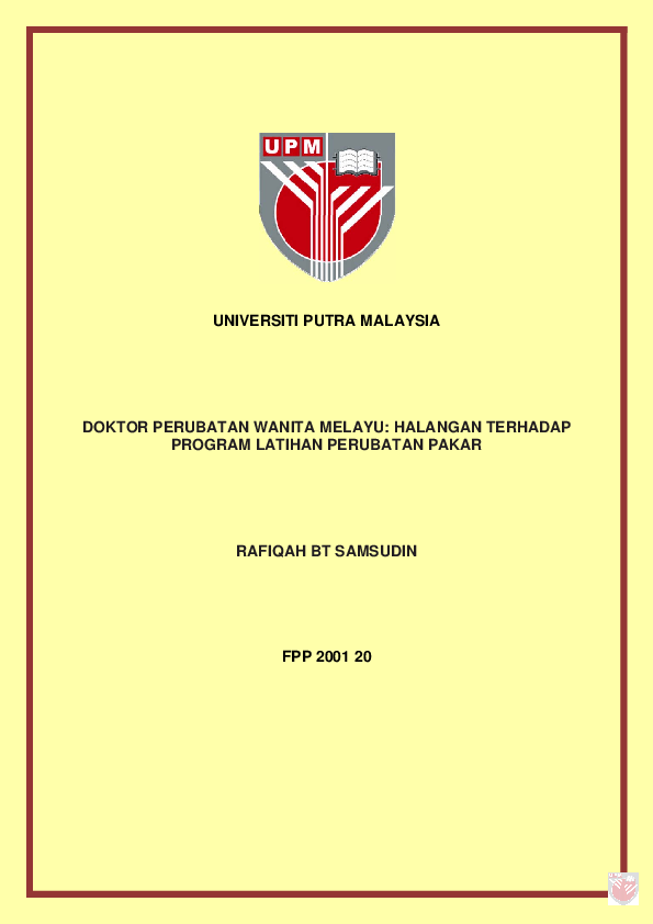(PDF) Doktor Perubatan Wanita Melayu: Halangan Terhadap Program Latihan ...