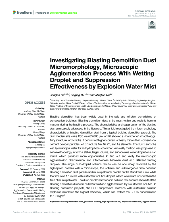 (PDF) Investigating Blasting Demolition Dust Micromorphology ...