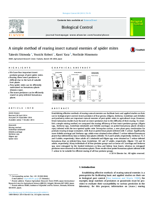 (PDF) A simple method of rearing insect natural enemies of spider mites