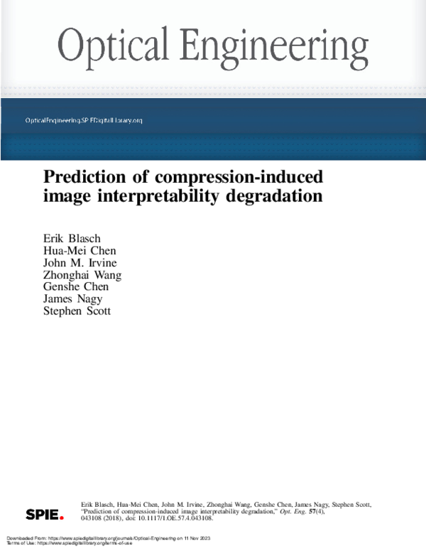 (PDF) Prediction of compression-induced image interpretability degradation