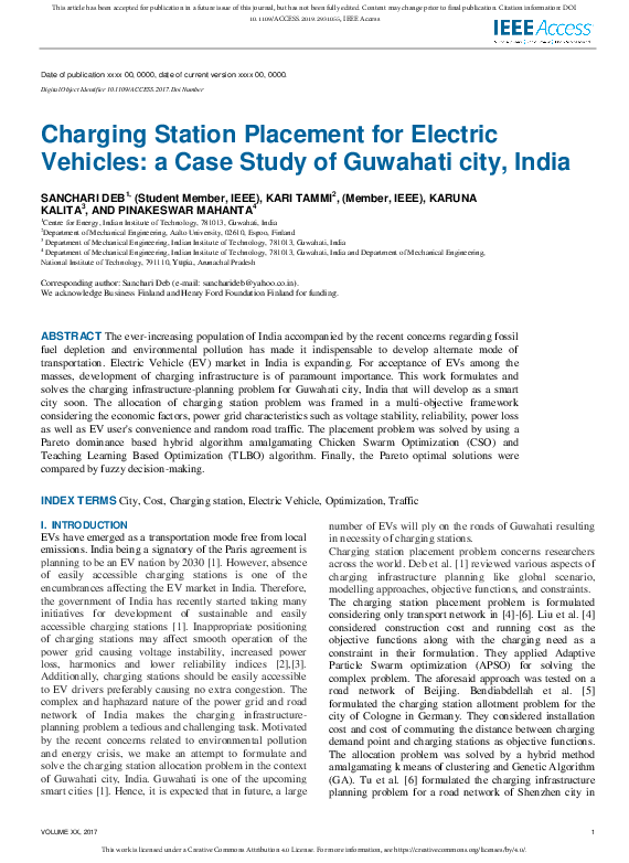 (PDF) Charging Station Placement for Electric Vehicles
