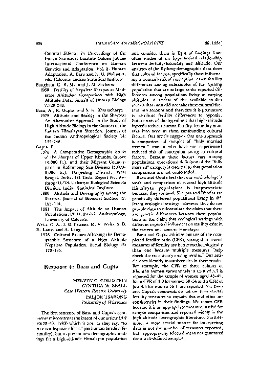 (PDF) Response to Basu and Gupta | Melvyn Goldstein - Academia.edu