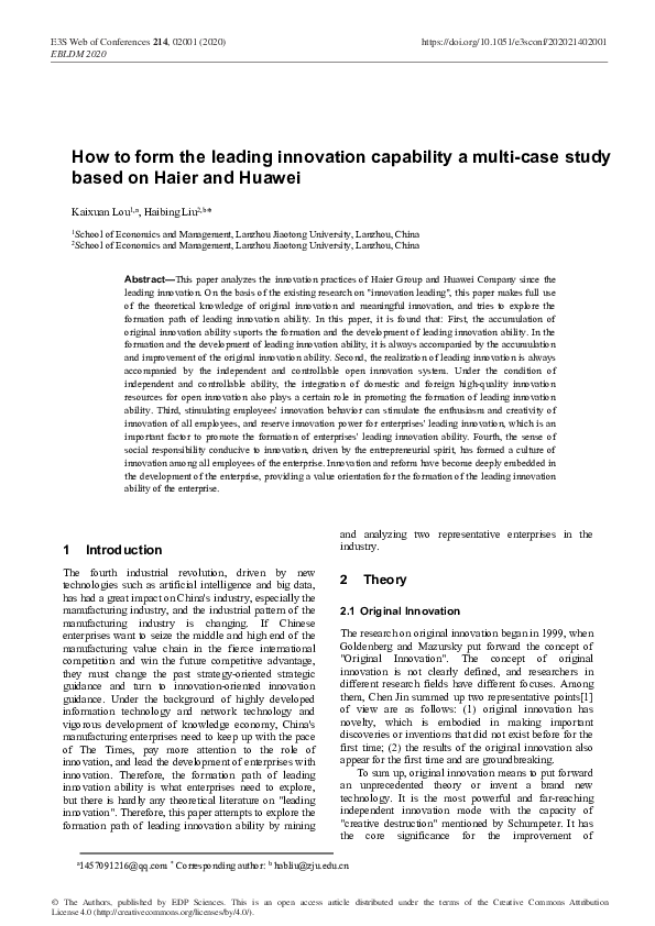 (PDF) How to form the leading innovation capability a multi-case study ...