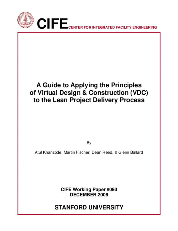 (PDF) A guide to applying the principles of virtual design & construction (VDC) to the lean ...