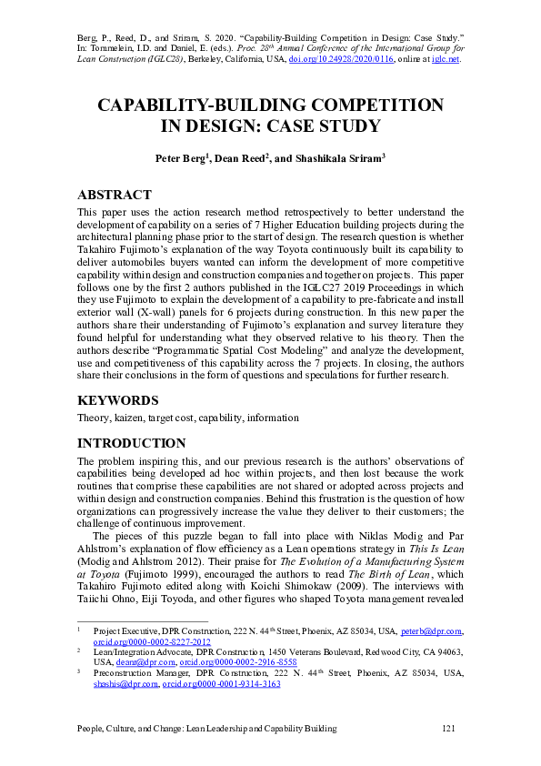 (PDF) Capability-Building Competition in Design: Case Study