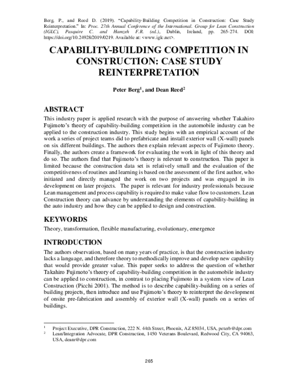 (PDF) Capability-Building Competition in Construction: Case Study ...