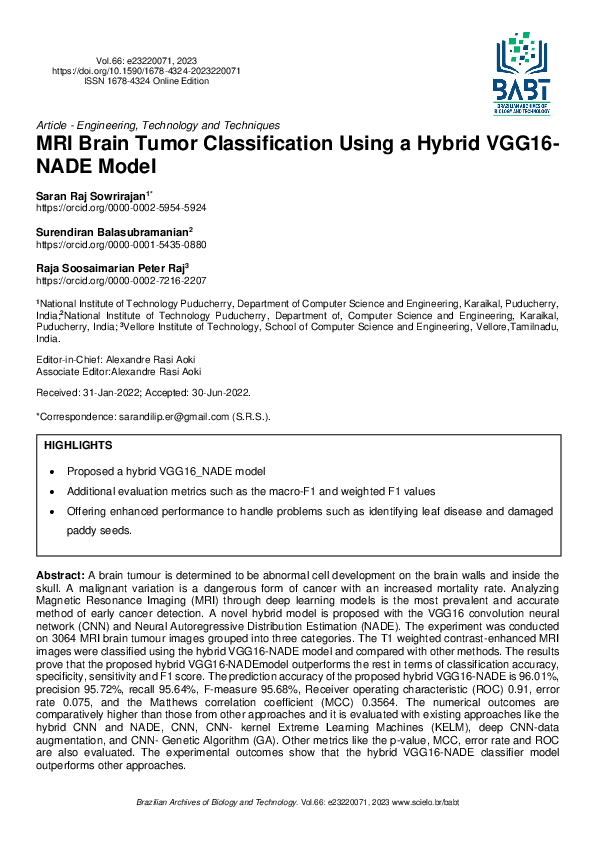(PDF) MRI Brain Tumor Classification Using a Hybrid VGG16-NADE Model