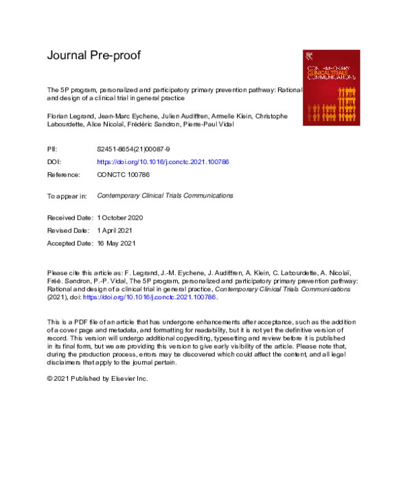 (PDF) The 5P program, personalized and participatory primary prevention ...
