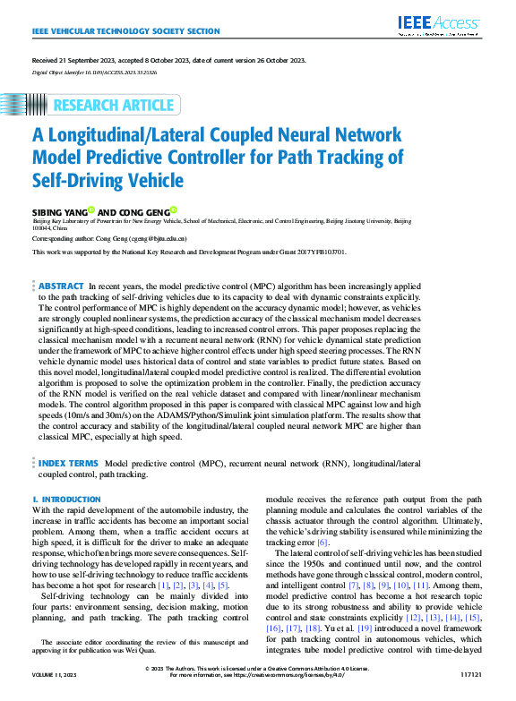 (PDF) A Longitudinal/Lateral Coupled Neural Network Model Predictive Controller for Path ...