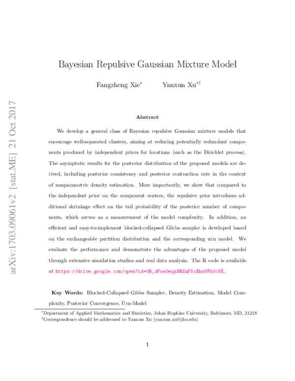 (PDF) Bayesian Repulsive Gaussian Mixture Model