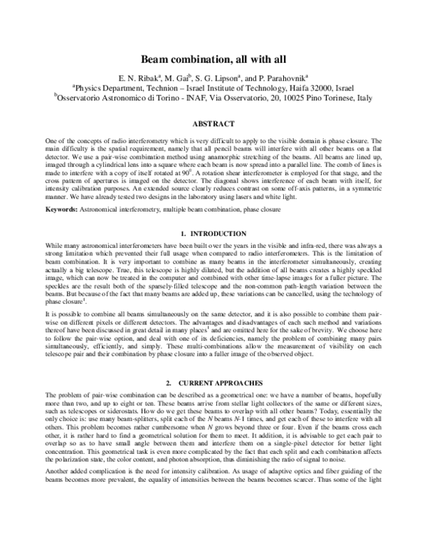 (PDF) Beam combination: all with all