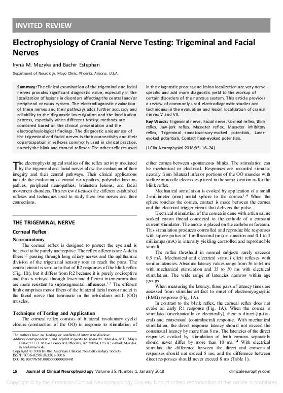 (PDF) Electrophysiology of Cranial Nerve Testing