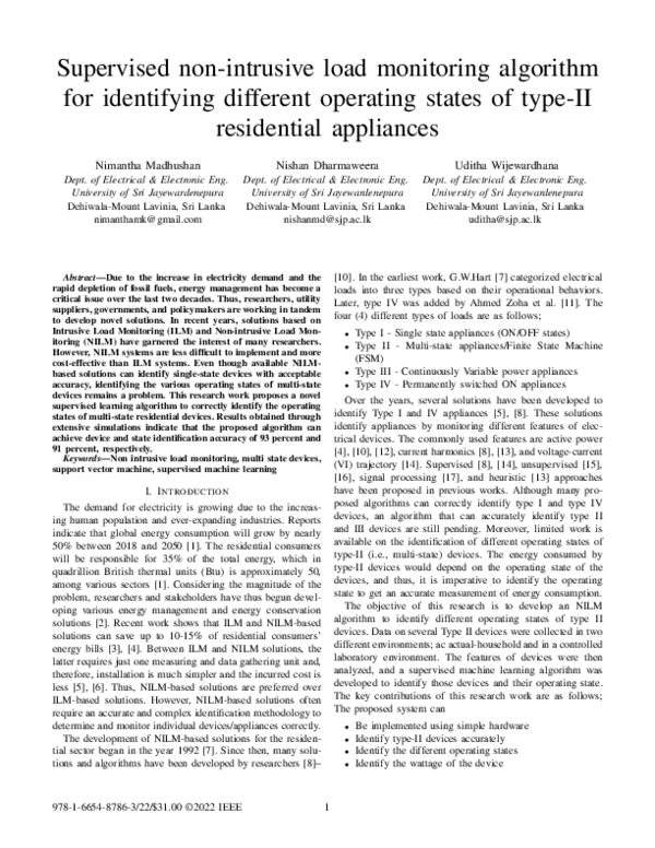 (PDF) Supervised non-intrusive load monitoring algorithm for ...