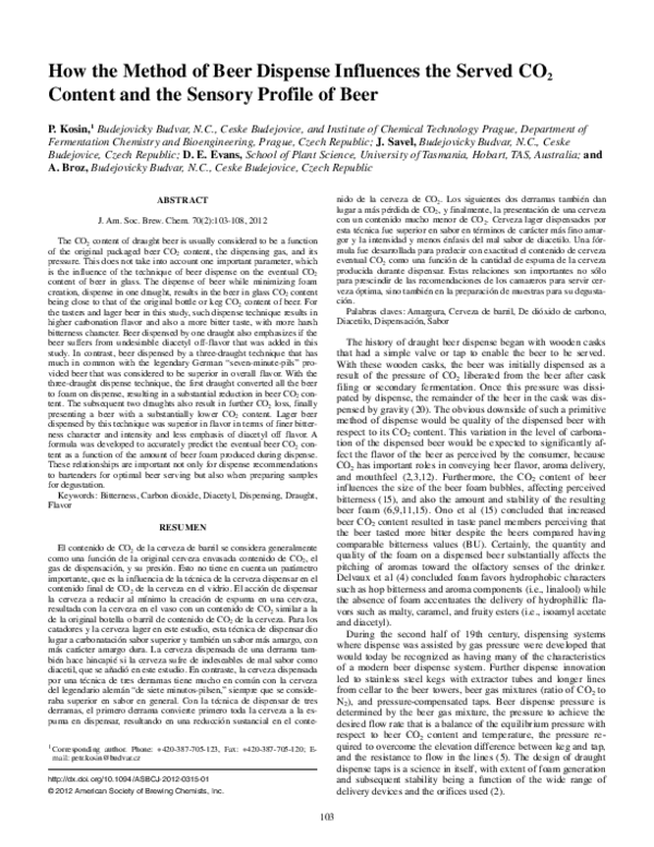 (PDF) How the Method of Beer Dispense Influences the Served CO2Content ...