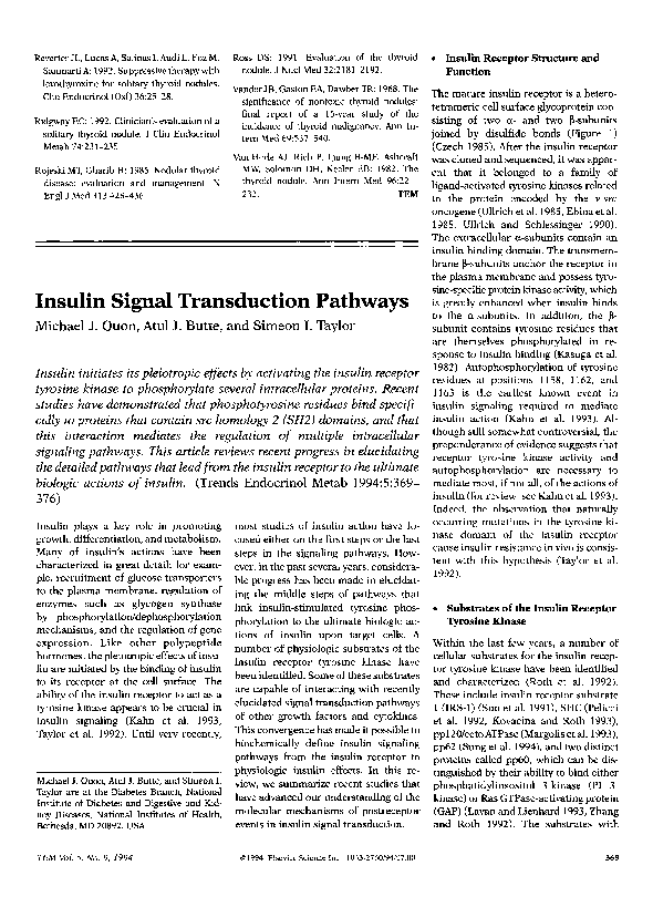 (PDF) Insulin signal transduction pathways