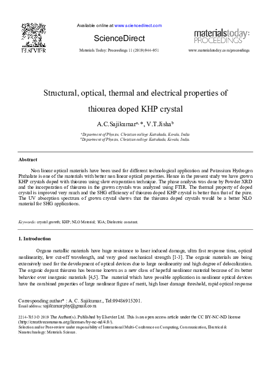 (PDF) The structural, optical, thermal, and electrical properties of synthesized PEO/GO thin ...