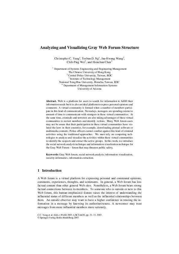 (PDF) Analyzing and Visualizing Gray Web Forum Structure