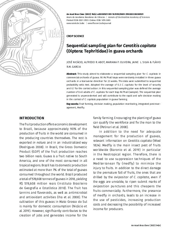 (PDF) Sequential sampling plan for Ceratitis capitata (Diptera ...
