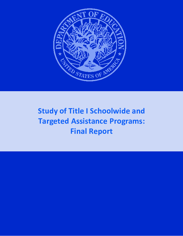 (PDF) Study of Title I Schoolwide and Targeted Assistance Programs ...