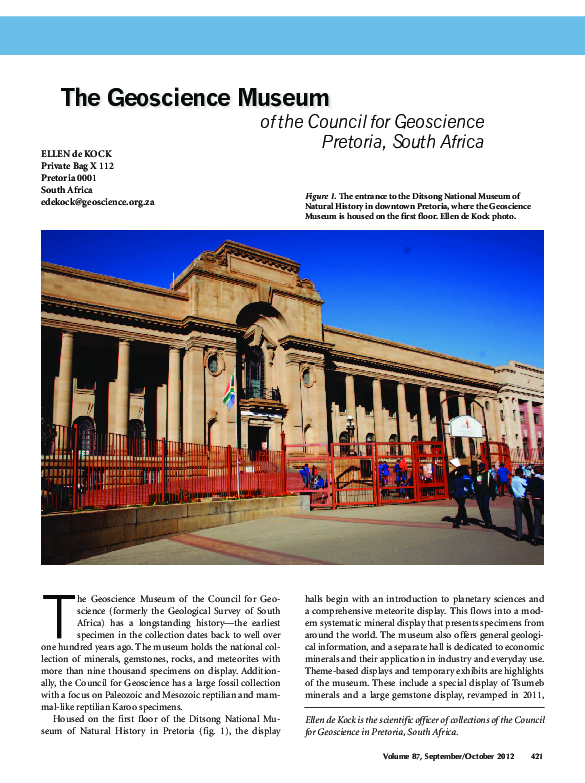 (PDF) The Geoscience Museum,Of the Council for Geoscience, Pretoria ...