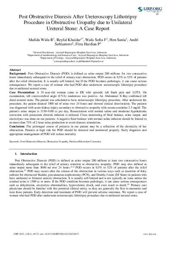 (PDF) Post Obstructive Diuresis After Ureteroscopy Lithotripsy ...