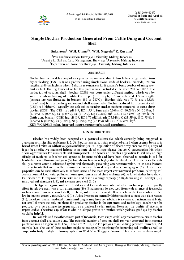 (PDF) Simple Biochar Production Generated From Cattle Dung and Coconut ...