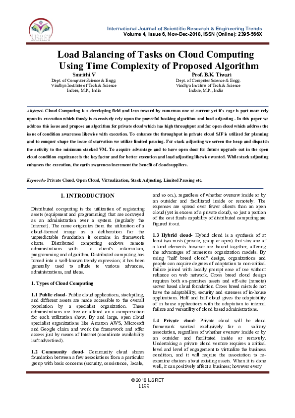 Pdf Load Balancing Of Tasks On Cloud Computing Using Time Complexity Of Proposed Algorithm