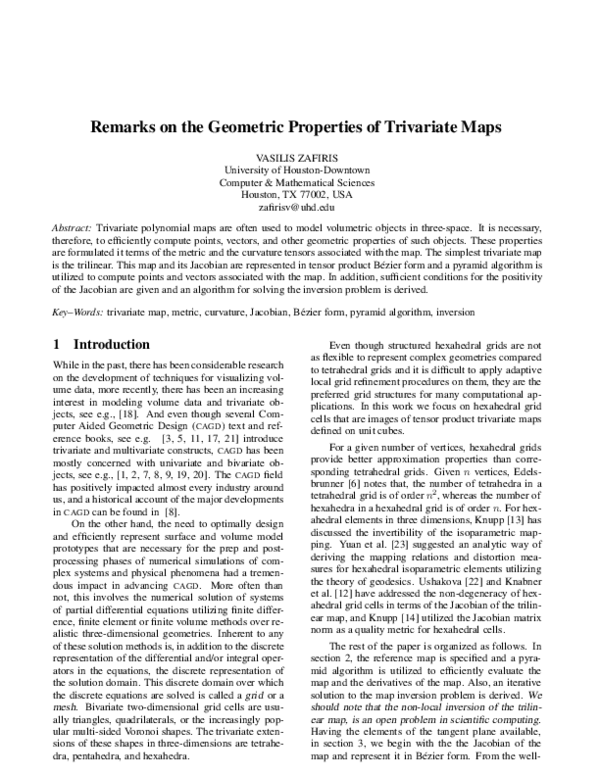 Pdf Remarks On The Geometric Properties Of Trivariate Maps