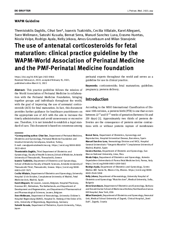 (PDF) The use of antenatal corticosteroids for fetal maturation ...