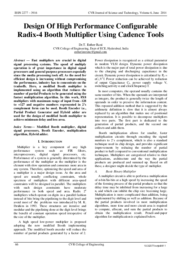 (PDF) Design Of High Performance Configurable Radix-4 Booth Multiplier Using Cadence Tools