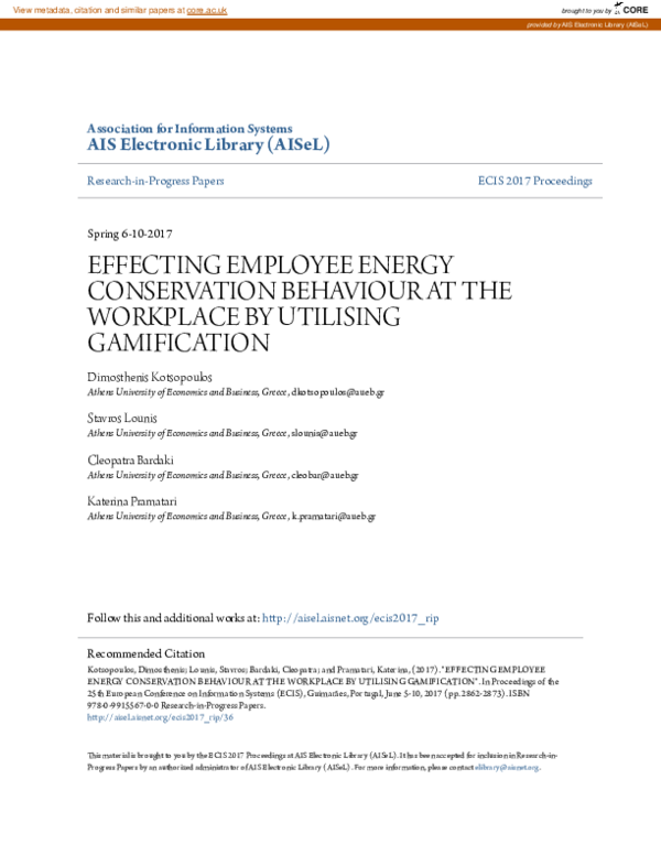 (PDF) Effecting Employee Energy Conservation Behaviour at the Workplace ...