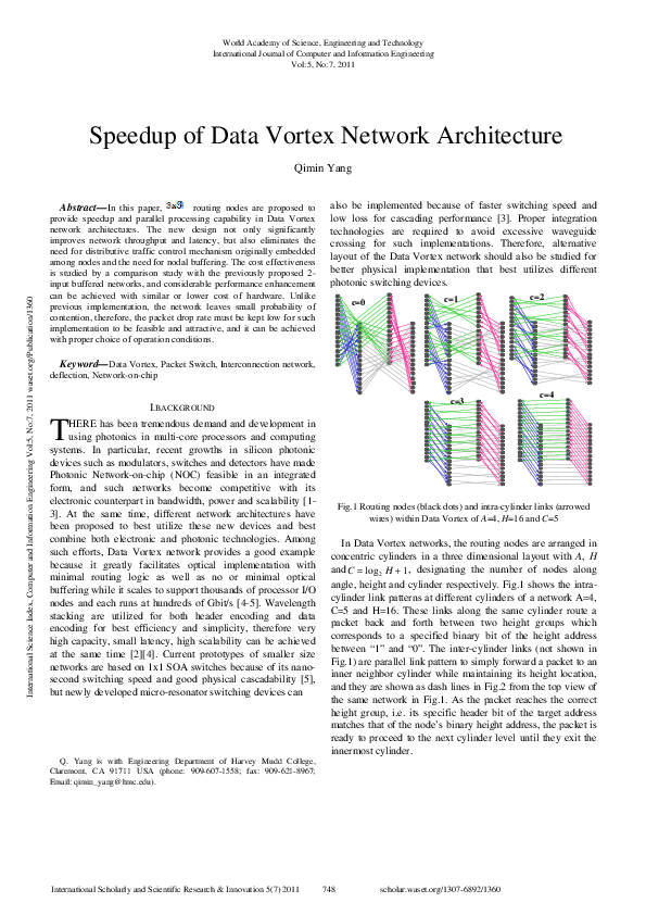 (PDF) Speedup Of Data Vortex Network Architecture