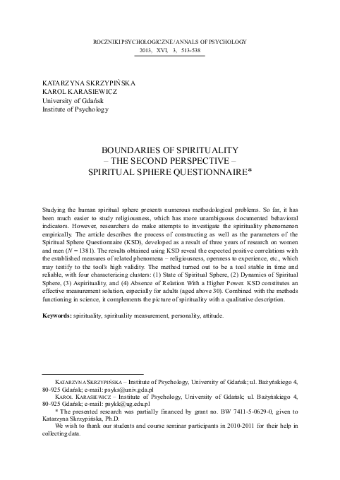 (PDF) Boundaries of spirituality - the second perspective - Spiritual ...