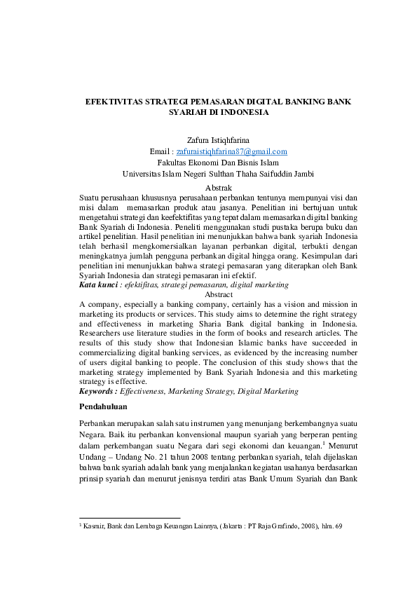 (PDF) EFEKTIVITAS STRATEGI PEMASARAN DIGITAL BANKING BANK SYARIAH DI ...