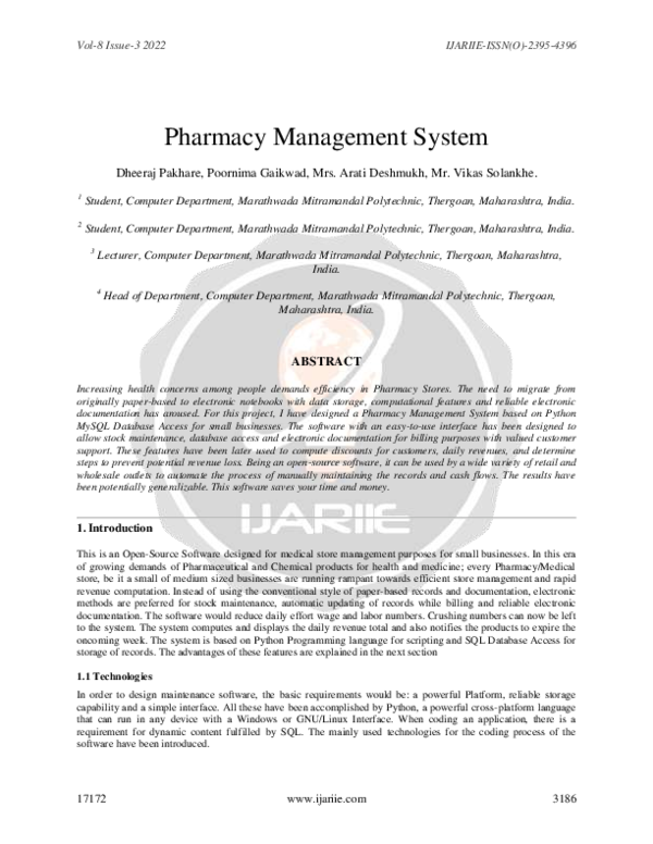 (PDF) Pharmacy Management System
