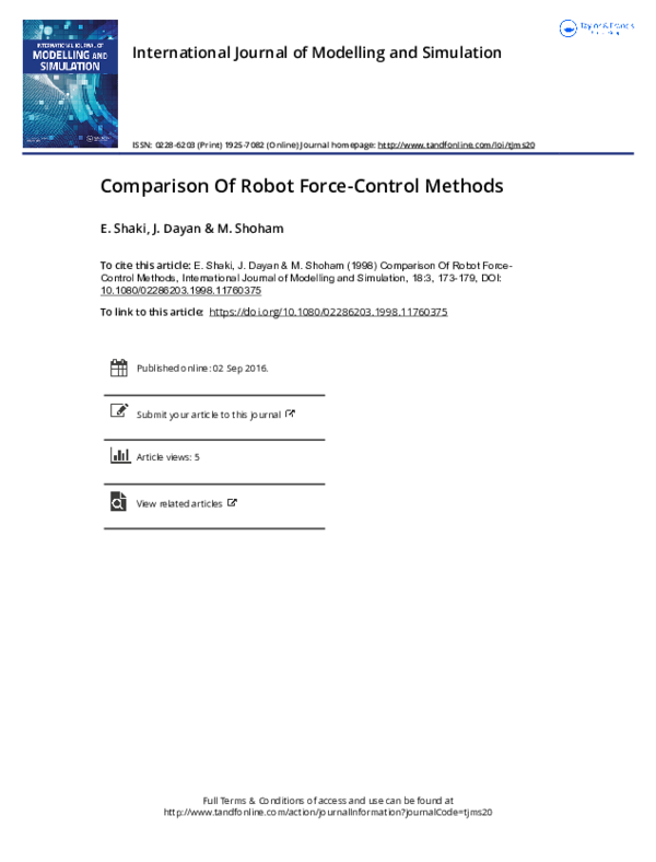 (PDF) Comparison of robot force-control methods