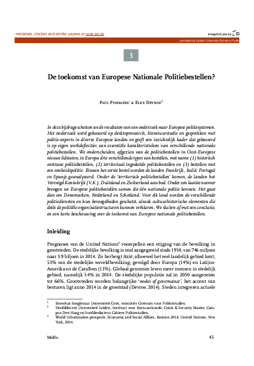 (PDF) De toekomst van Europese nationale politiebestellen