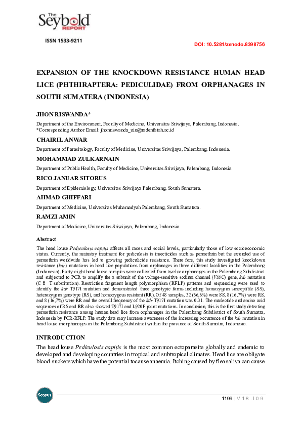 (PDF) EXPANSION OF THE KNOCKDOWN RESISTANCE HUMAN HEAD LICE ...