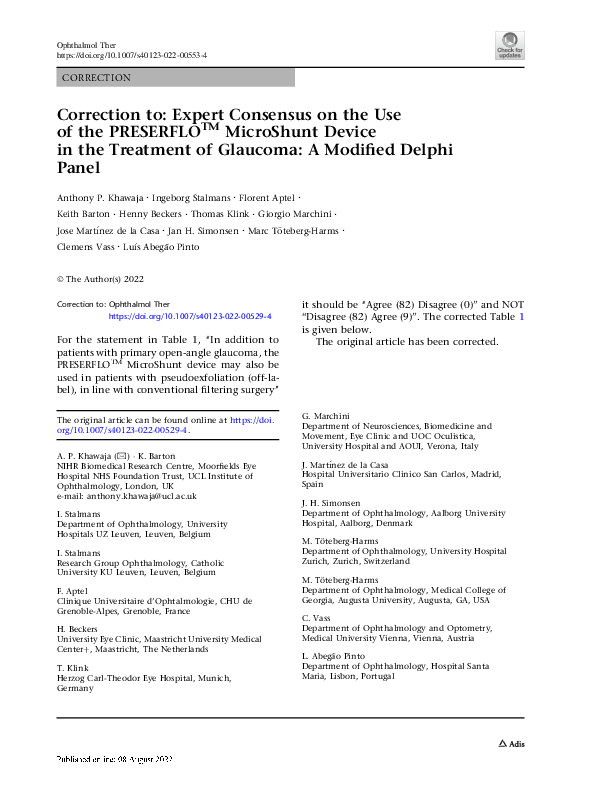 (PDF) Correction to: Expert Consensus on the Use of the PRESERFLO ...