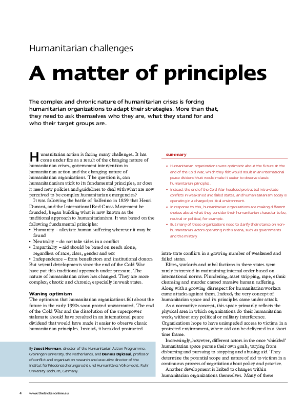 (PDF) A matter of principles : humanitarian challenges