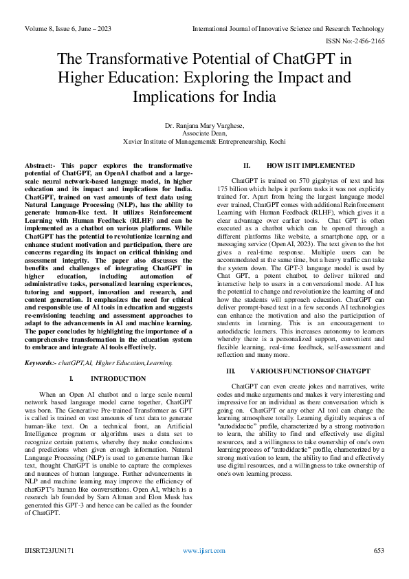 (PDF) The Transformative Potential of ChatGPT in Higher Education ...