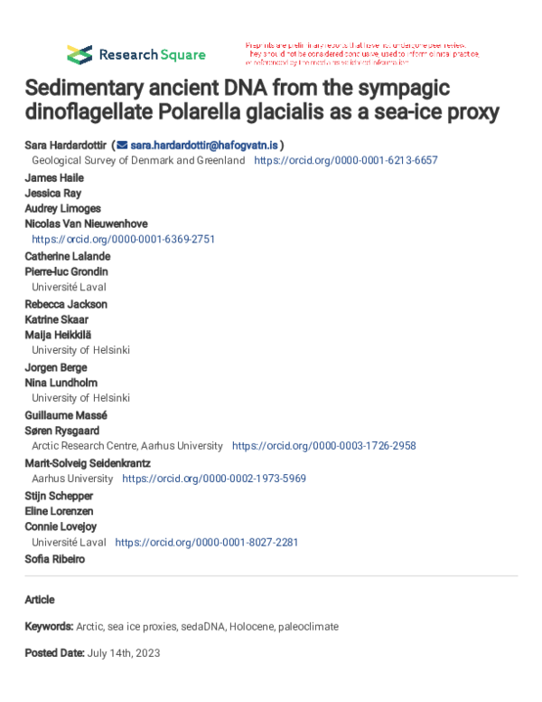 (PDF) Sedimentary ancient DNA from the sympagic dinoflagellate ...