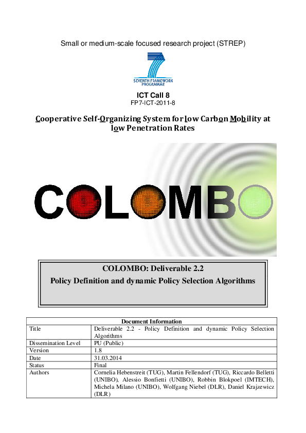 (PDF) COLOMBO Deliverable 2.2: Policy Definition and dynamic Policy Selection Algorithms