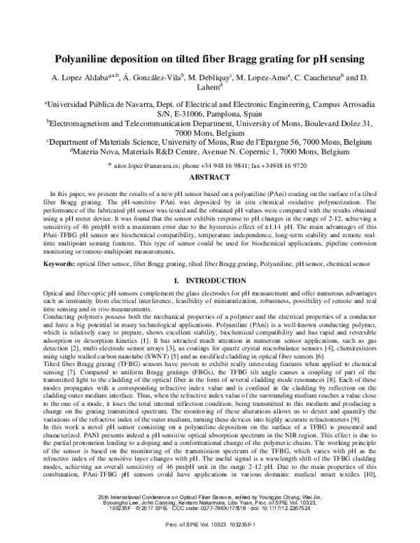 (PDF) Polyaniline deposition on tilted fiber Bragg grating for pH ...