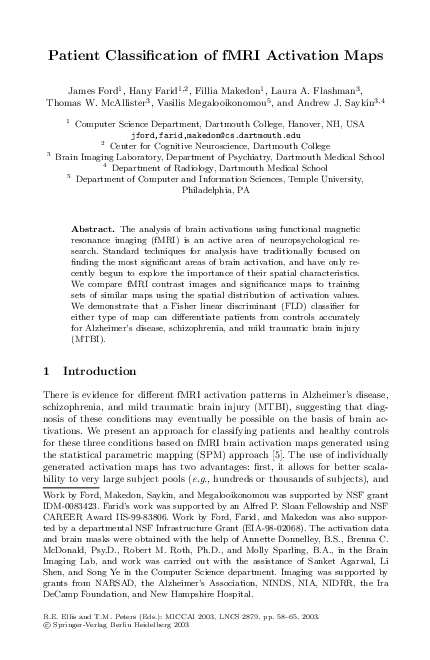(PDF) Patient Classification of fMRI Activation Maps