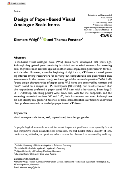 (PDF) Design of Paper-Based Visual Analogue Scale Items