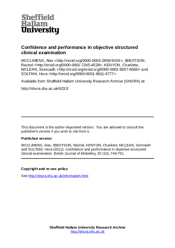 (PDF) Confidence and performance in objective structured clinical ...