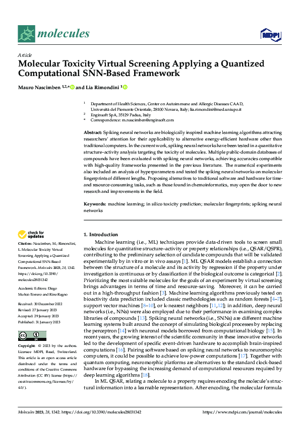 (PDF) Molecular Toxicity Virtual Screening Applying a Quantized Computational SNN-Based Framework